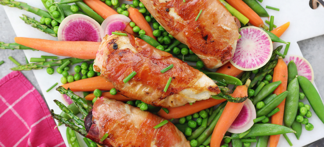 Beet and Chive Goat Cheese and Asparagus Stuffed Chicken - Celebrity Goat